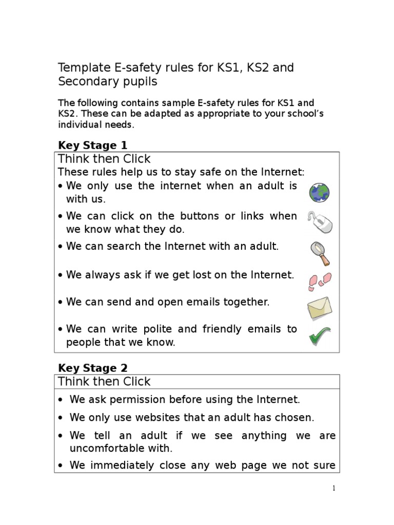 E-Safety Rules For Ks1 and Ks2 | PDF