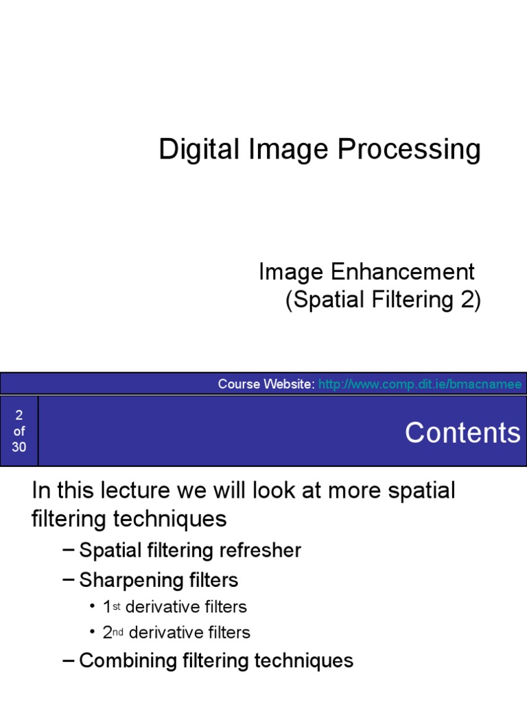 Image Processing 6-SpatialFiltering2 | PDF | Derivative | Image Editing