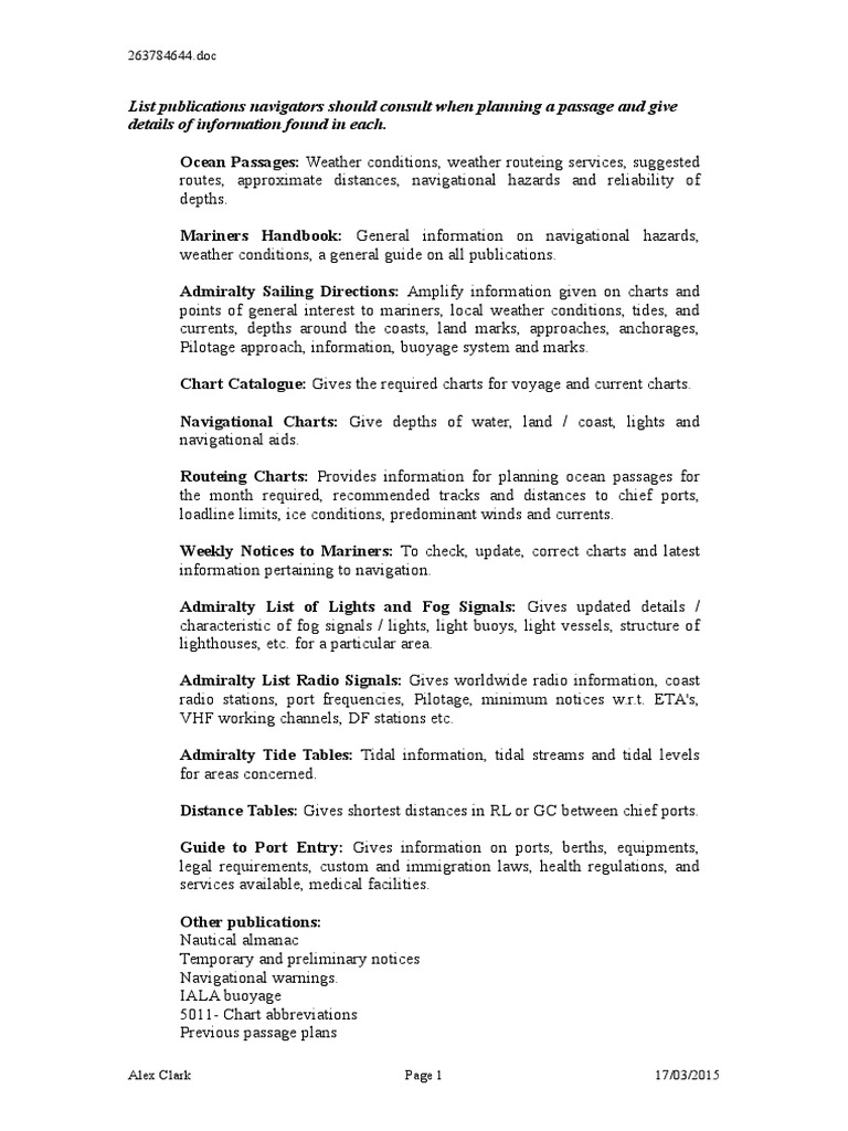 Passage Planning | PDF | Navigator | Navigation
