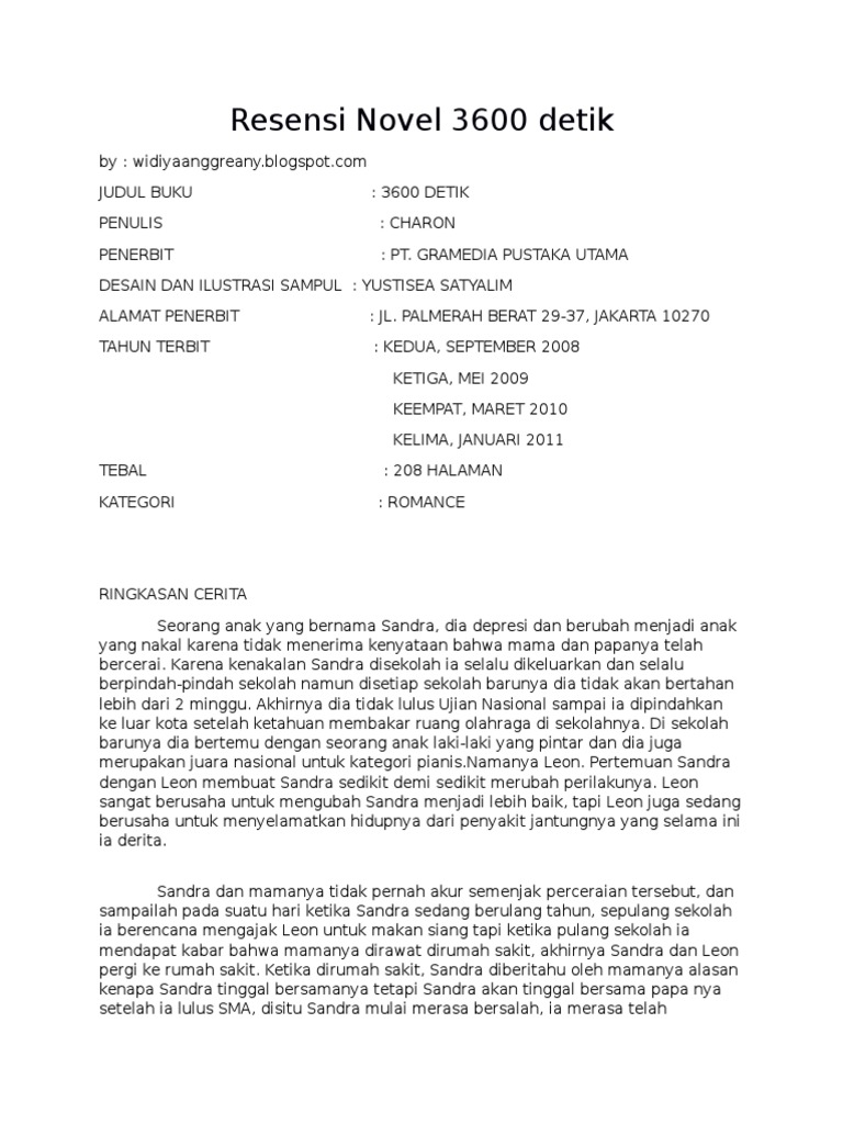 Resensi Novel 3600 Detik | PDF