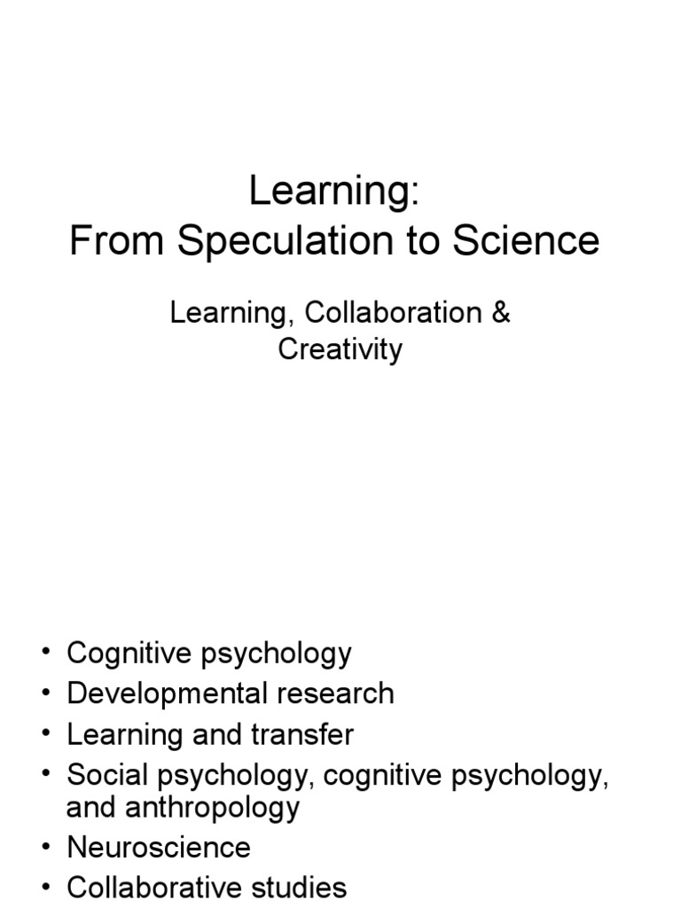 1 Learning-From Speculation To Science | PDF | Metacognition | Learning