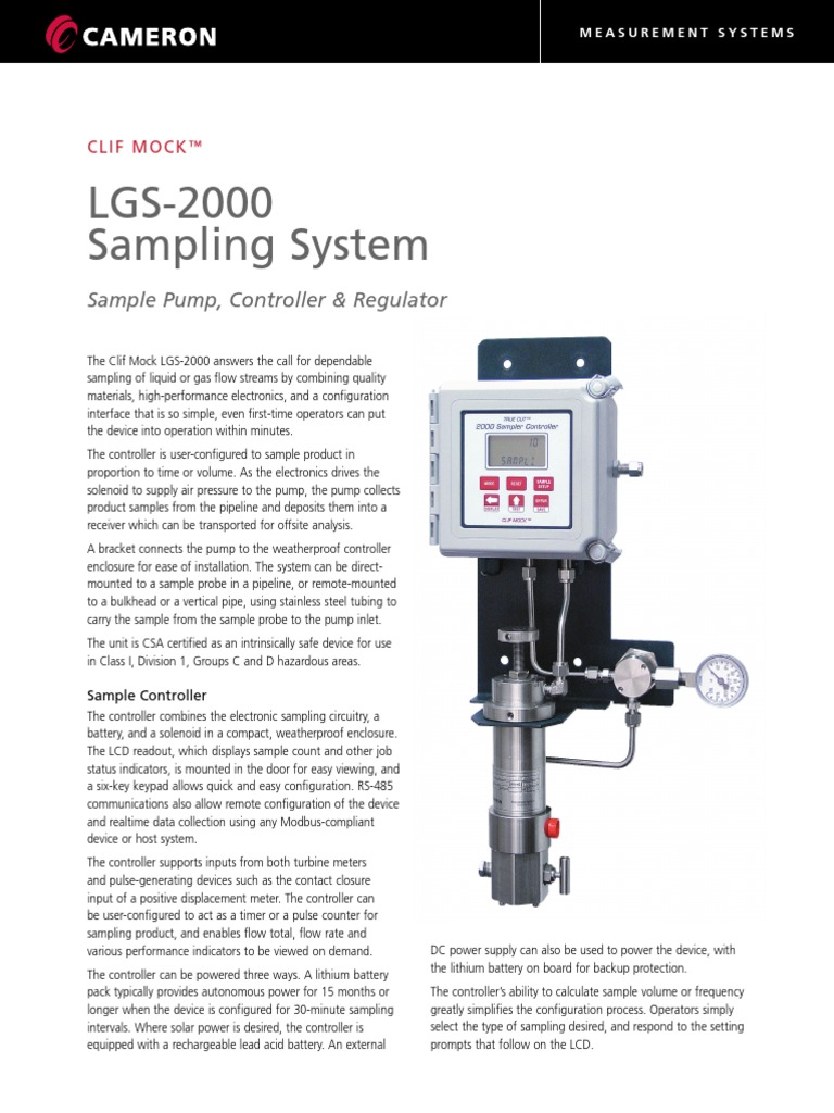 Clif Mock Lgs 2000 Sampling System | PDF | Pump | Power Supply