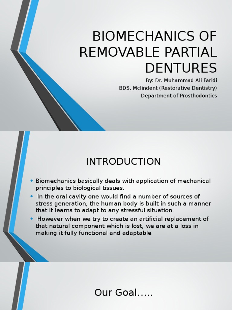 Biomechanics of Removable of Partial Dentures | PDF | Dentures | Biomechanics