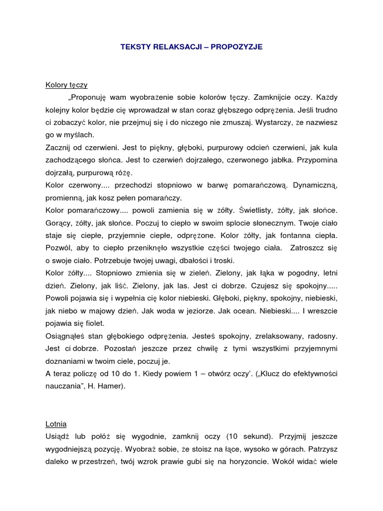 Teksty Relaksacji PDF | PDF