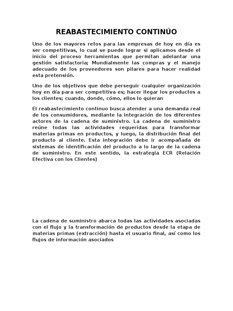Reabastecimiento Continúo | PDF