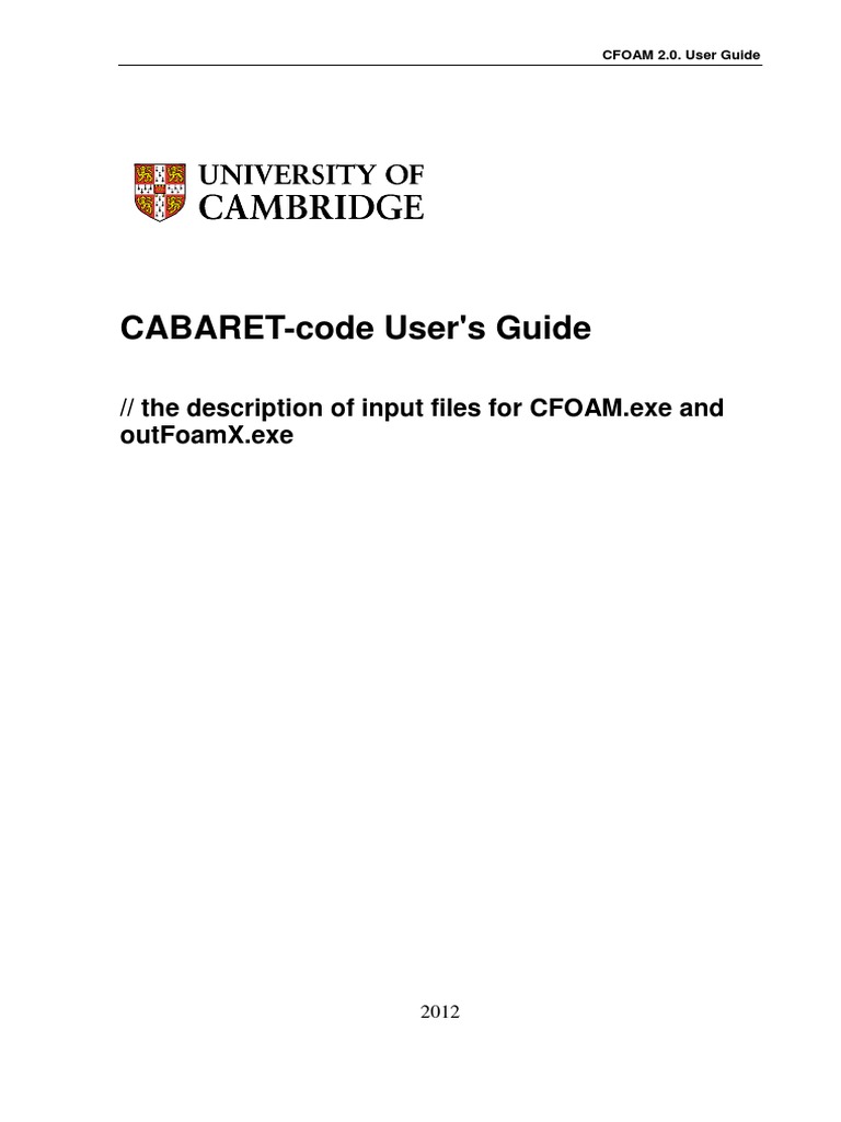 CFOAM 2.0 User Guide for Input Files | PDF | Parameter (Computer ...