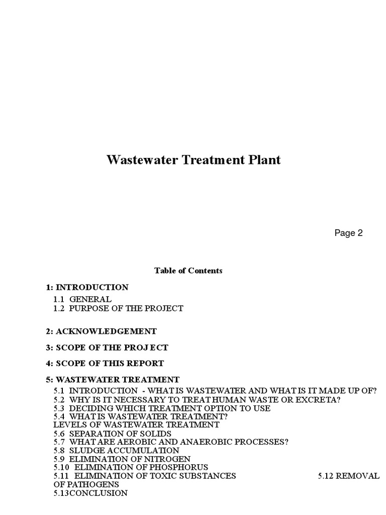 Small Waste Water Treatment Plant Report | PDF | Sewage Treatment ...