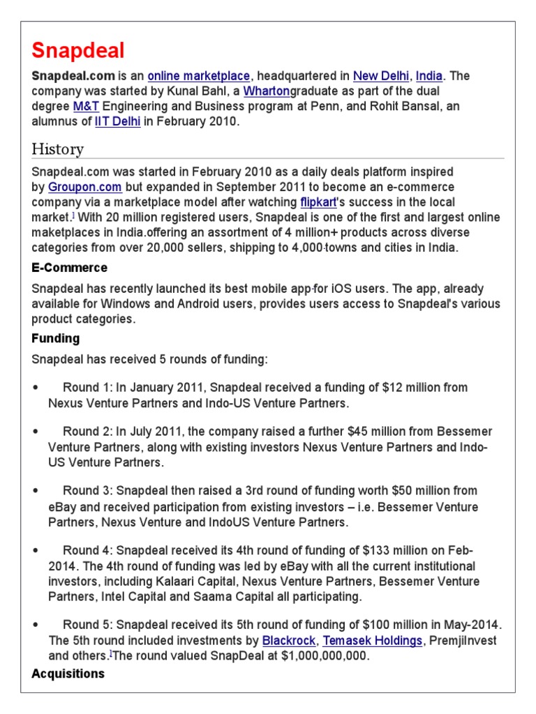 Snap Deal | Download Free PDF | Retail | Service Industries