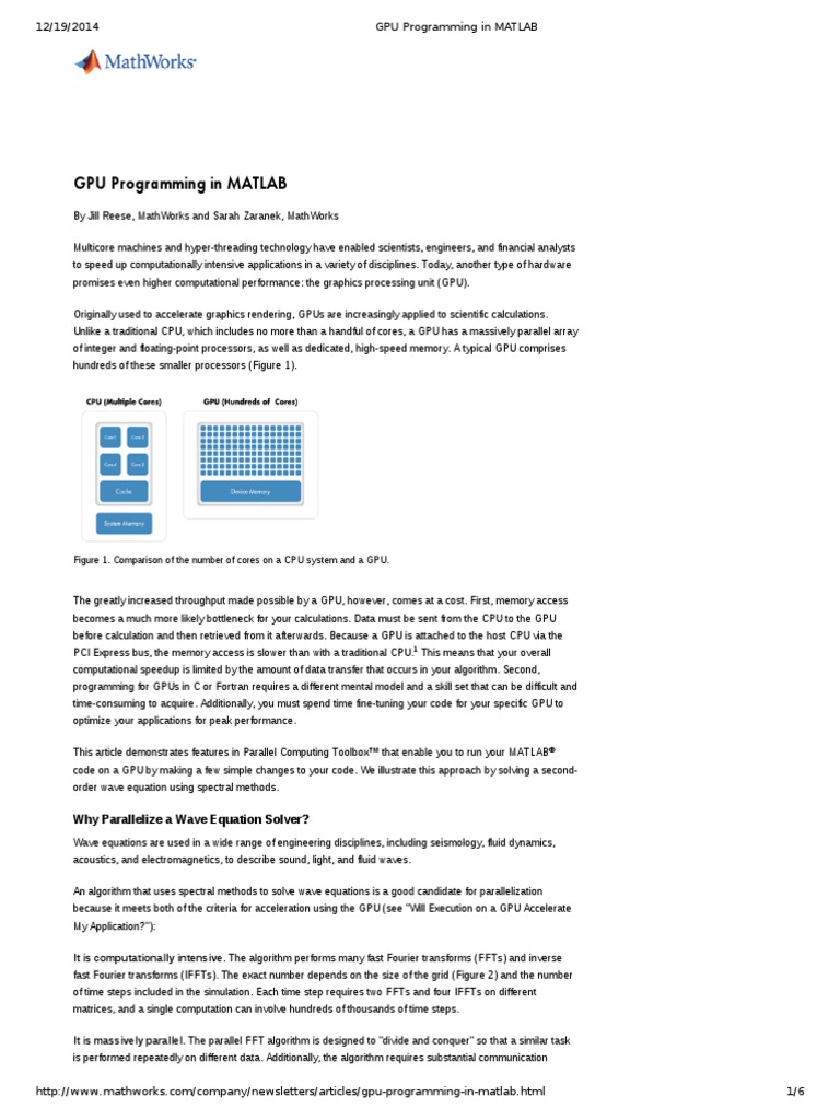 GPU Programming in MATLAB | PDF | Graphics Processing Unit | Parallel ...