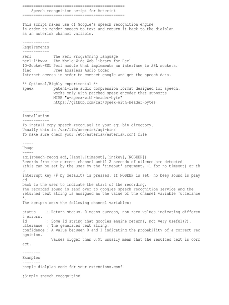 Asterisk Google Speech Recognition Script | PDF | Digital Technology ...