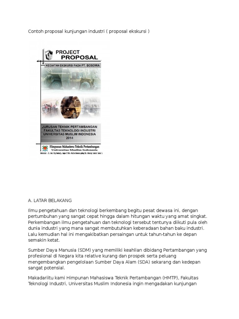 Contoh Proposal Kunjungan Industri | PDF