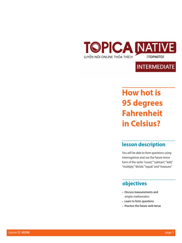 How Hot Is 95 Degrees Fahrenheit in Celsius?: Lesson Description ...