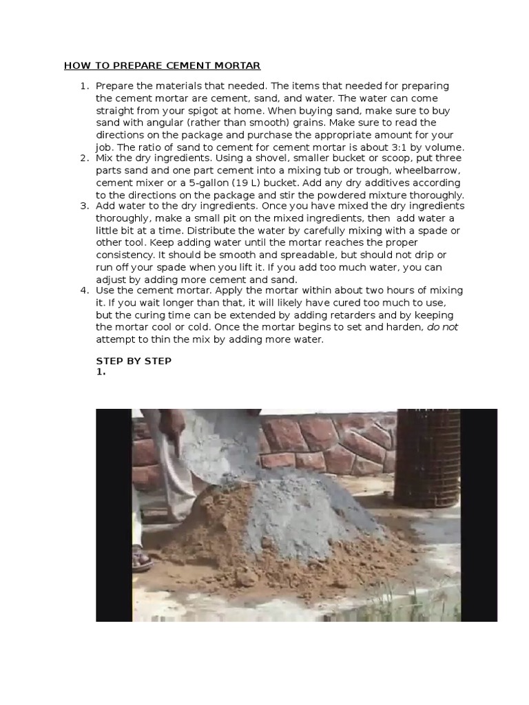 How to Prepare Cement Mortar | PDF