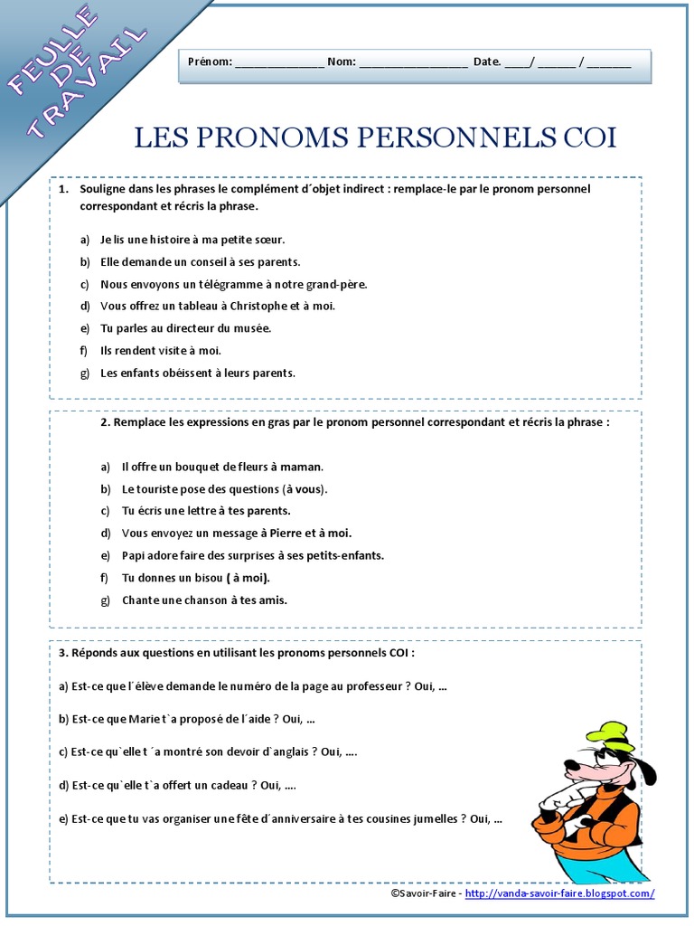 Les Pronoms Personnels Coi | PDF | Arts du langage et discipline