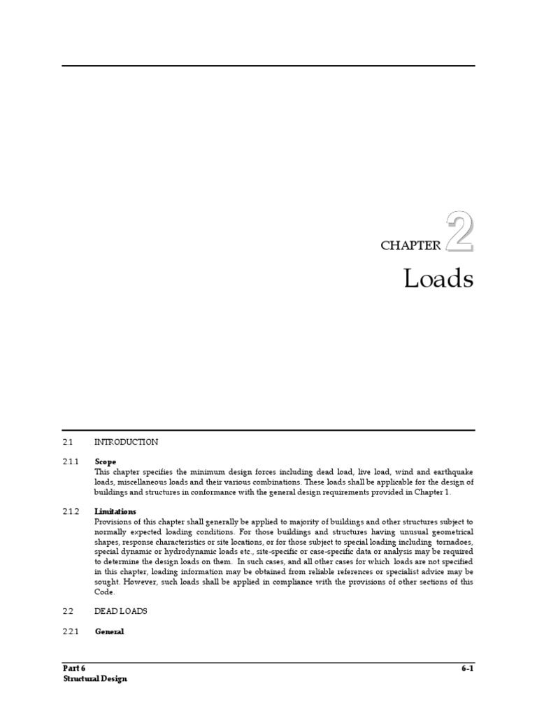 Analysis of Dead Loads, Live Loads, and Load Combinations for ...