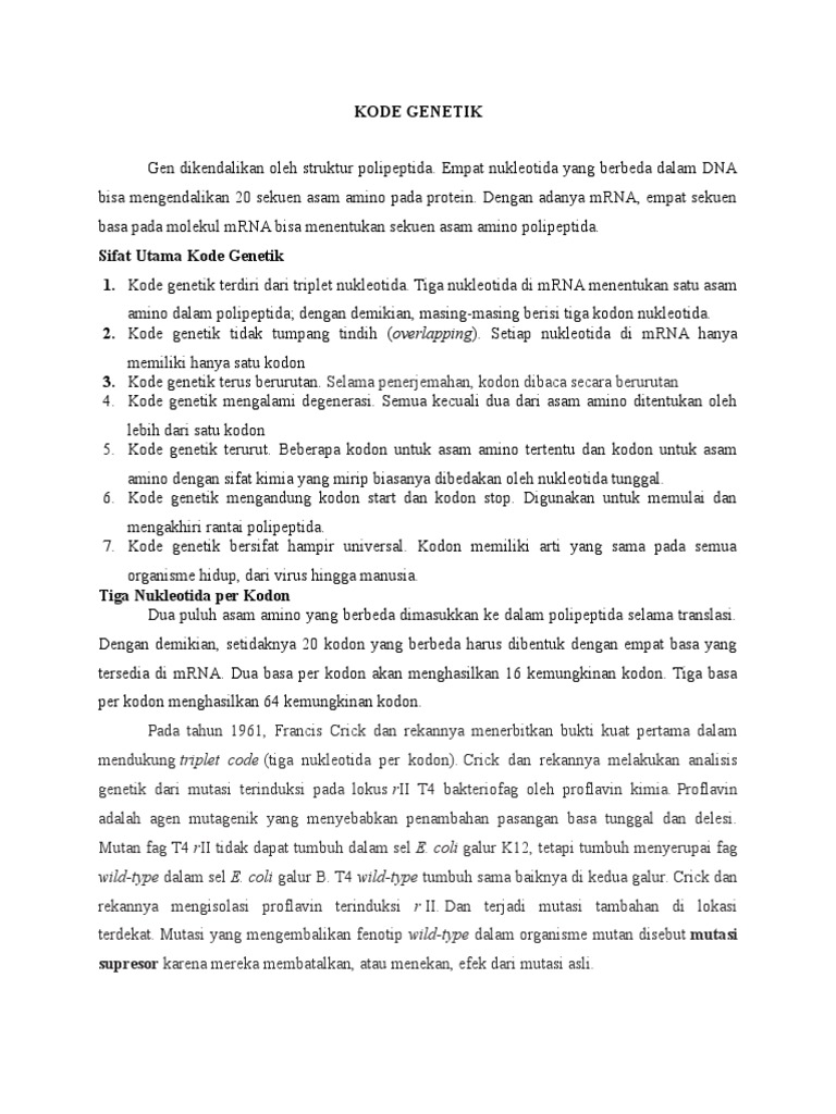 Sifat dan Fungsi Kode Genetik | PDF | Sains & Matematika