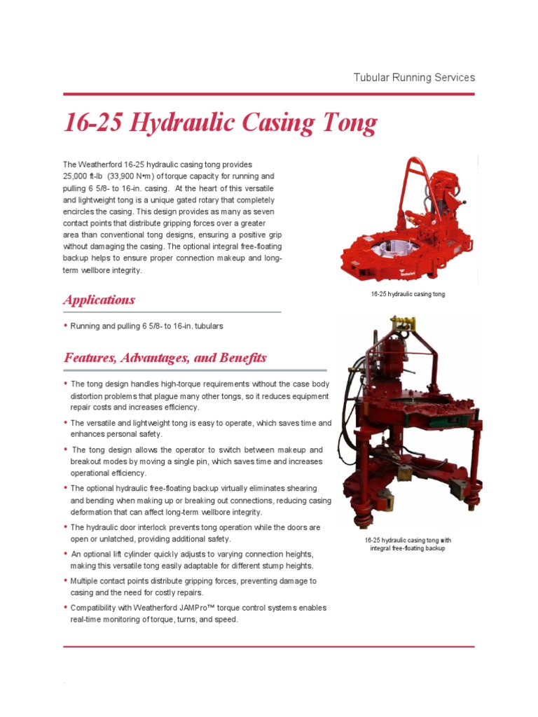 16-25k hydraulic power tong watherford | Gear | Torque