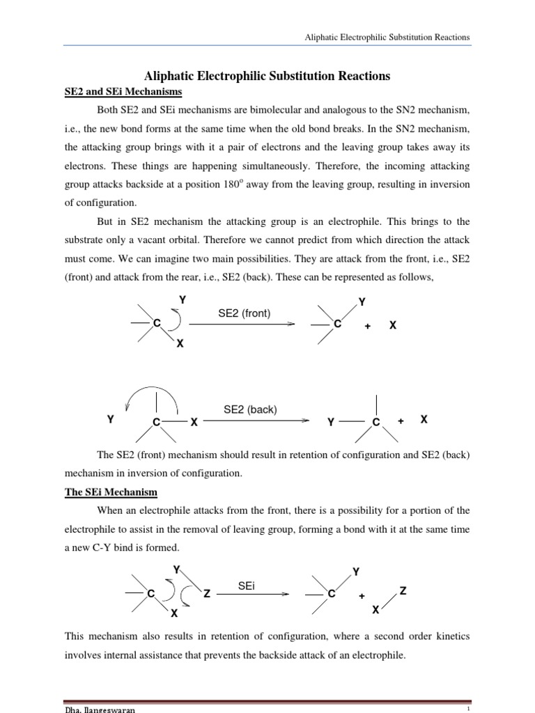 Aliphatic Electrophilic Substitution Mechanisms | PDF | Ketone ...