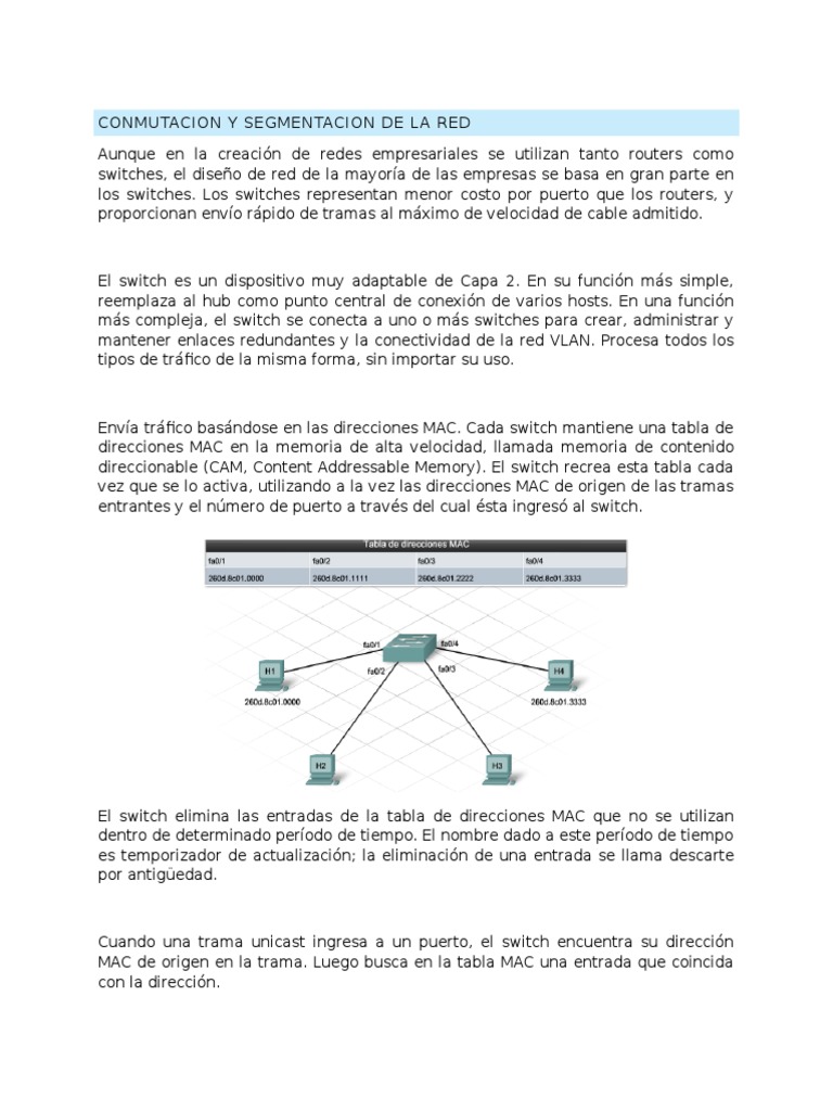 01 Conmutacion y Segmentacion de La Red | PDF | Conmutador de red | Enrutador (Computación)