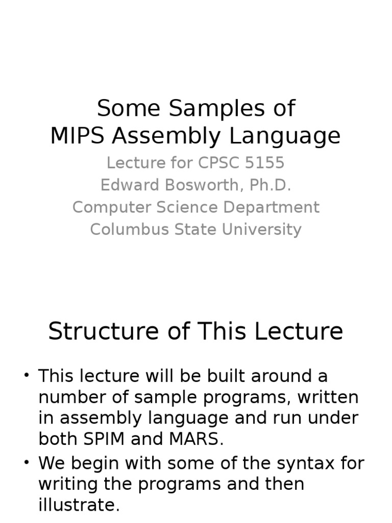 Some Samples of MIPS Assembly Language | PDF | String (Computer Science ...
