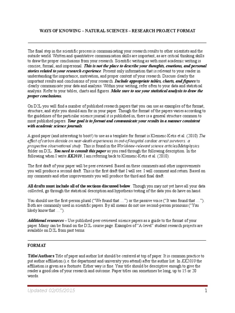 Natural Sciences Research Project Guide | PDF | Experiment | Statistics