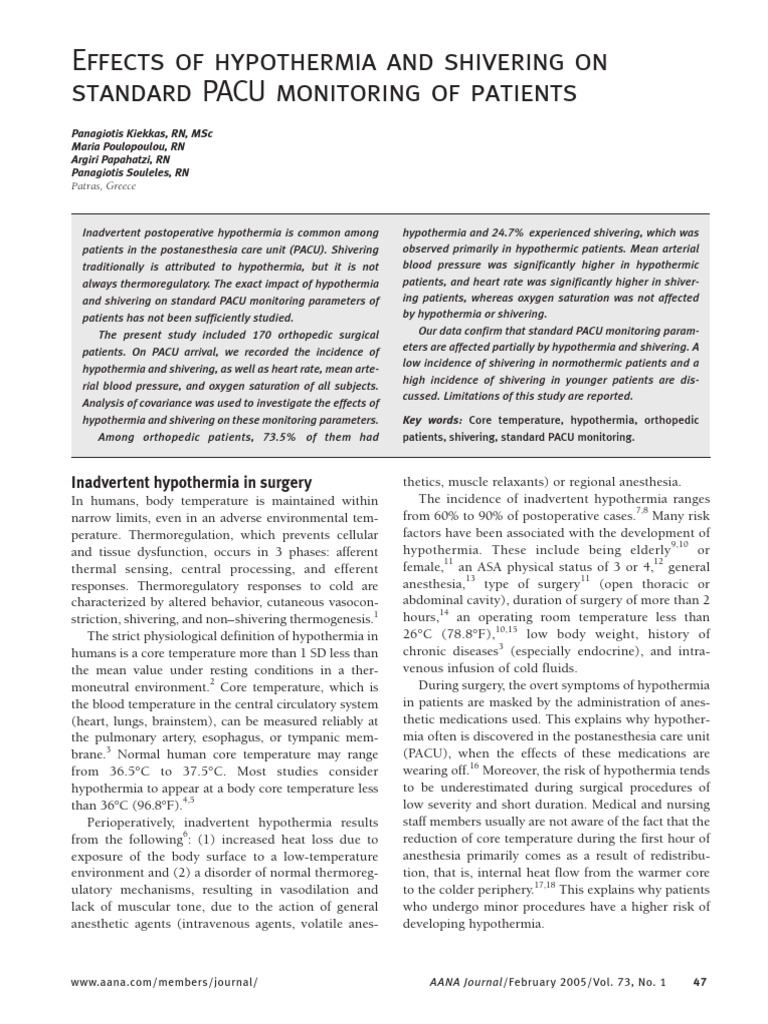 Jurnal Shivering Post Op | Anesthesia | Hypothermia