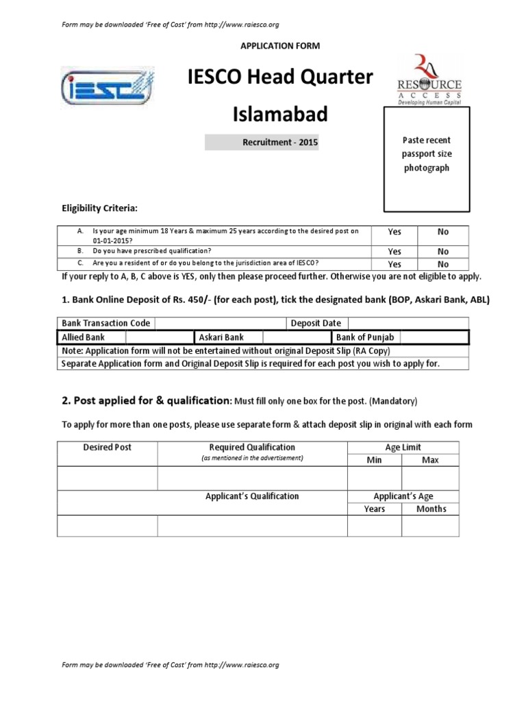 IESCO Application Form v6 20150128 Amended Final Revised Draft 20150306 ...