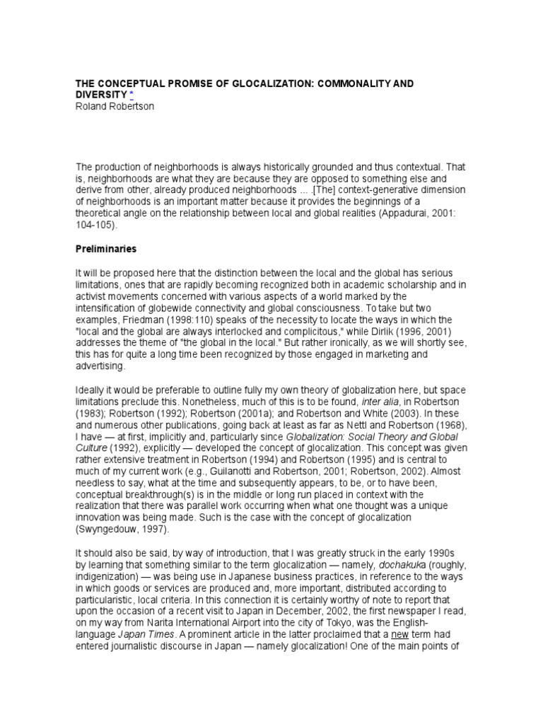 Understanding Glocalization Theory | PDF | Sociology | Anthropology