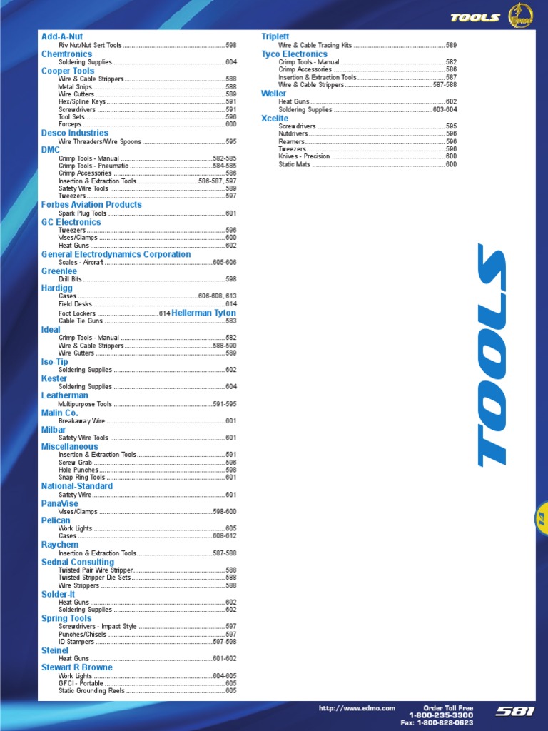 Ferramentas Catálogo EDMO | PDF | Electrical Connector | Knife