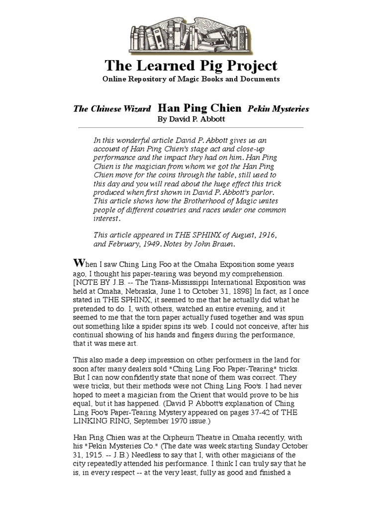 Han Ping Chien | Download Free PDF | Magic (Illusion)
