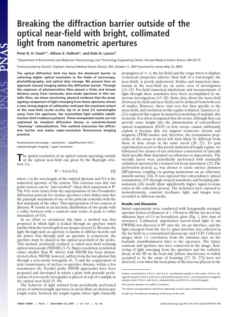 Stark - 2007 - Breaking The Diffraction Barrier Outside of The Optical ...
