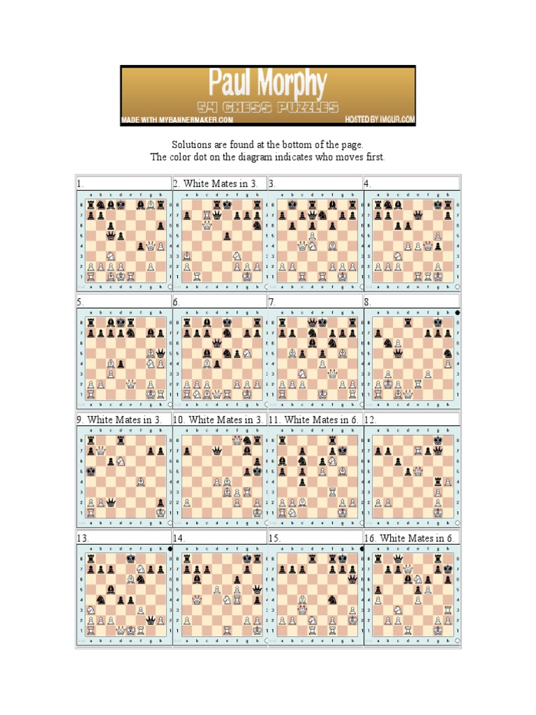 Paul Morphy: 54 Chess Puzzles | PDF | Chess | Board Games