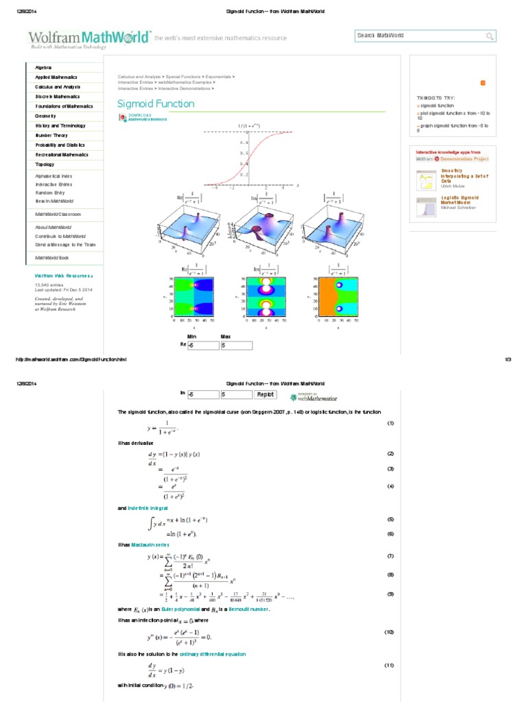 Sigmoid Function - From Wolfram MathWorld | Download Free PDF ...