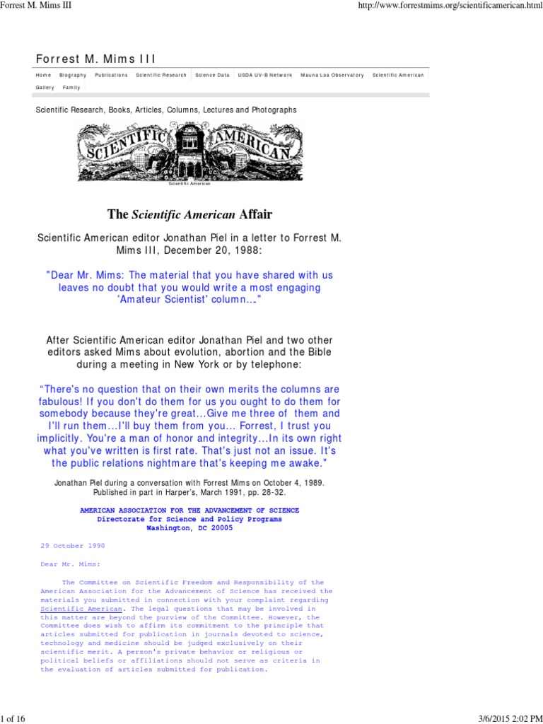 The Scientific American Affair: Forrest M. Mims III | PDF | Science ...