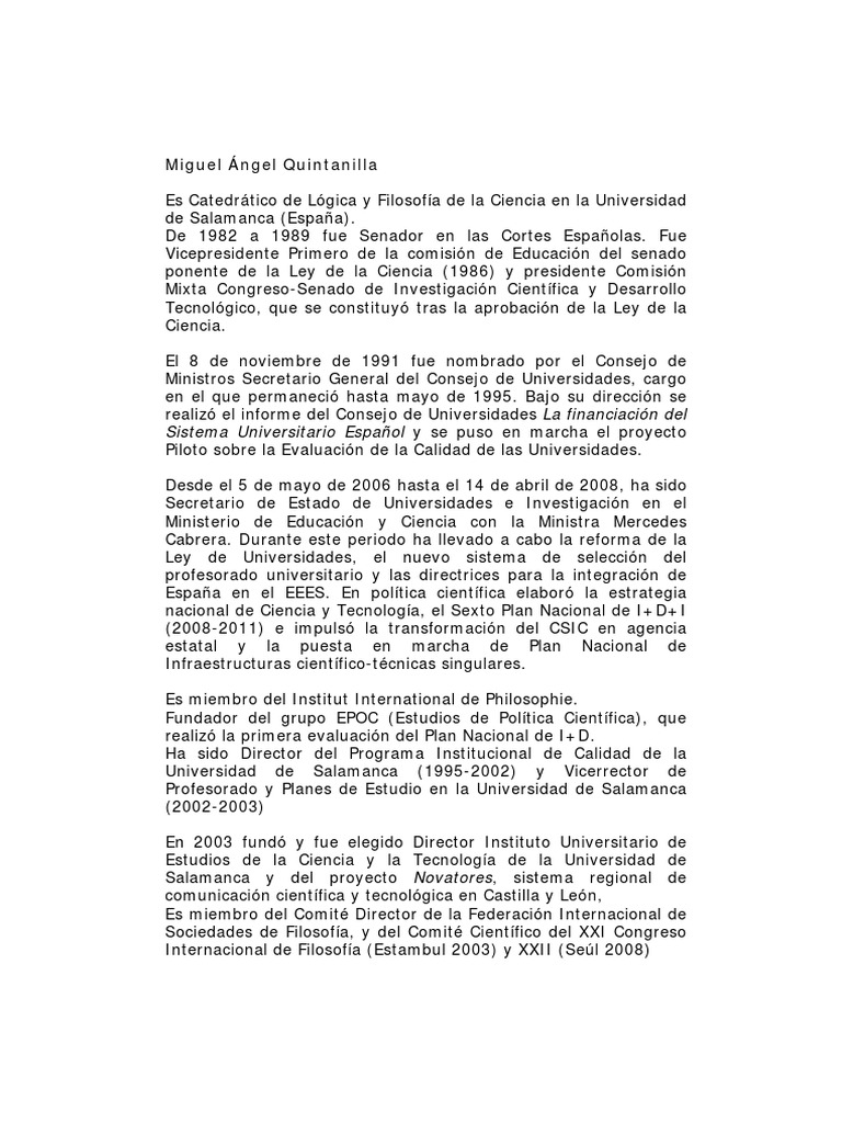 Miguel Angel Quintanilla | PDF | Universidad | Science