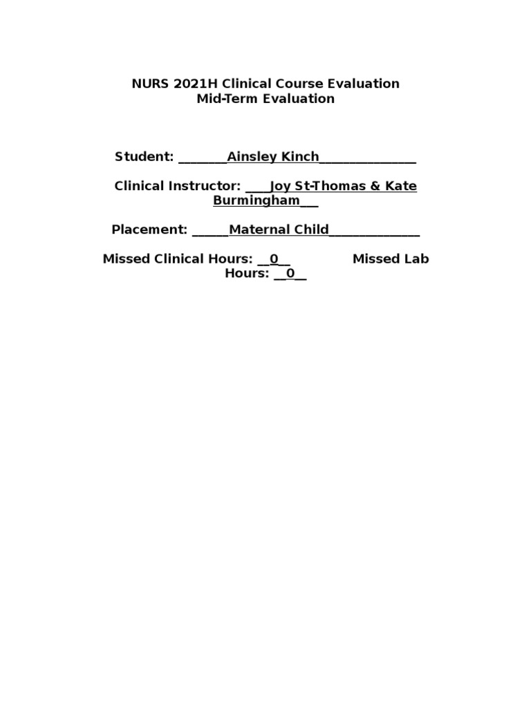 Nurs 2021 - Midterm Evaluation | PDF | Breastfeeding | Nursing