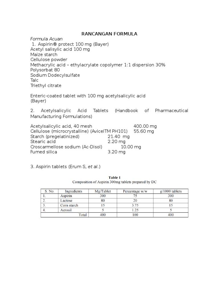 Preformulasi Asetosal | PDF | Tablet (Pharmacy) | Aspirin