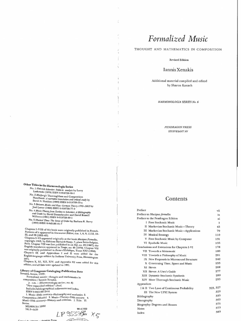 Xenakis Iannis Formalized Music Thought and Mathematics in Composition ...