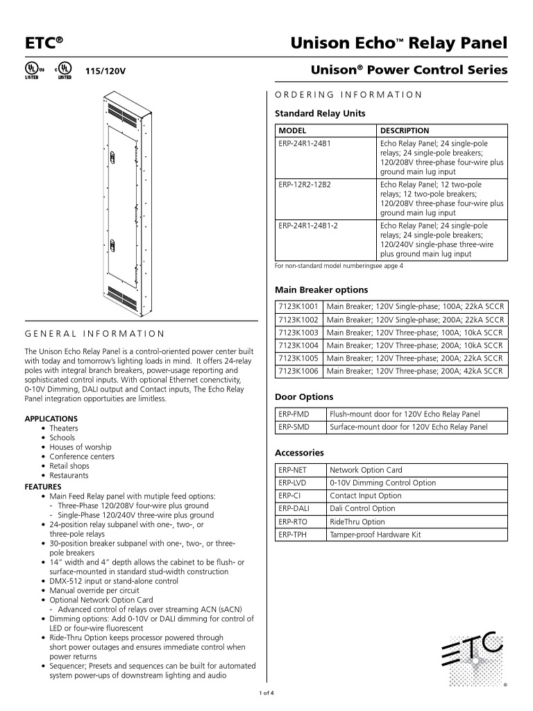 7123L1000 Echo Relay Panel Datasheet RevD | PDF | Relay | Electrical ...