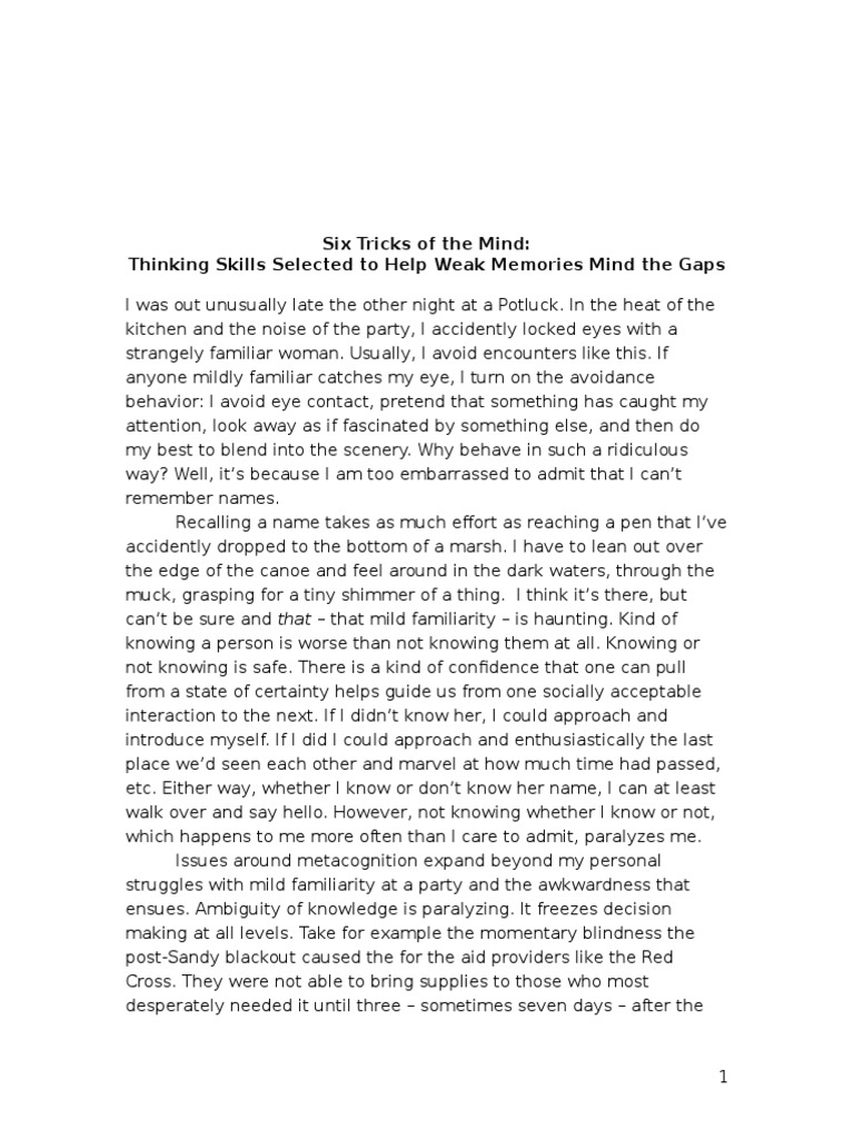 Six Mind Tricks for Memory Gaps | PDF | Recall (Memory) | Memory