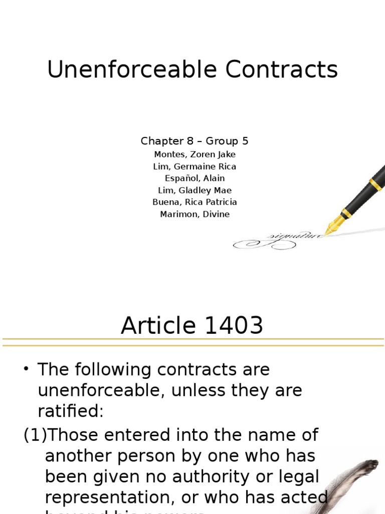 LAW: Unenforceable Contracts | Ratification | Annulment