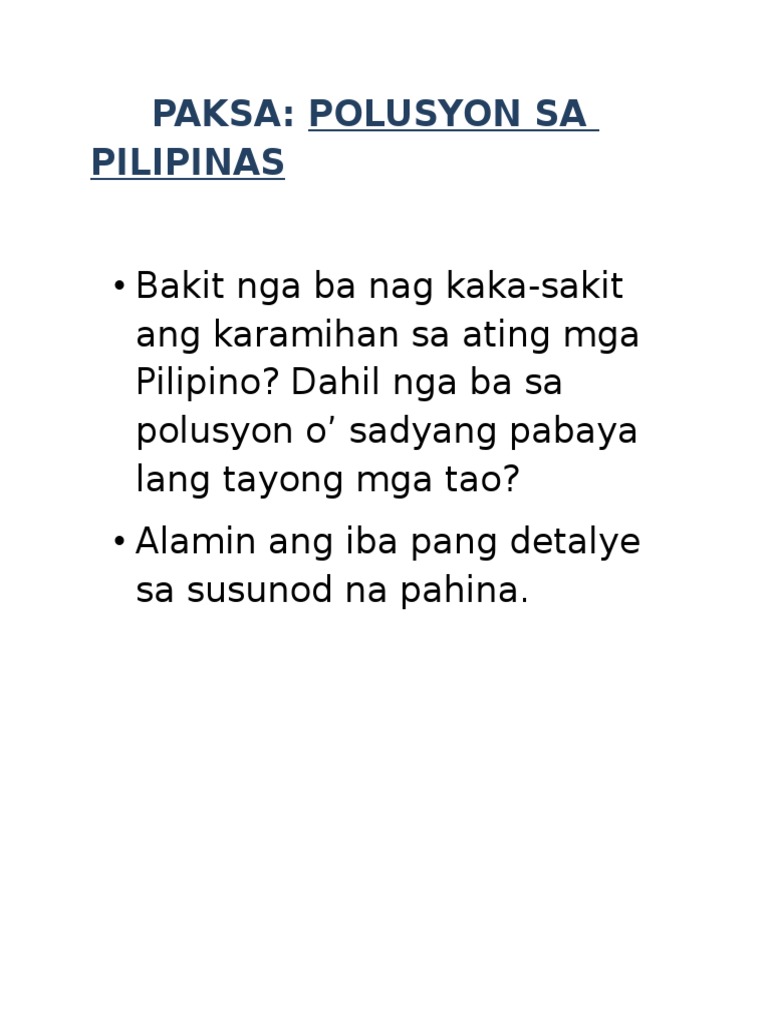 Polusyon Sa Pilipinas | PDF