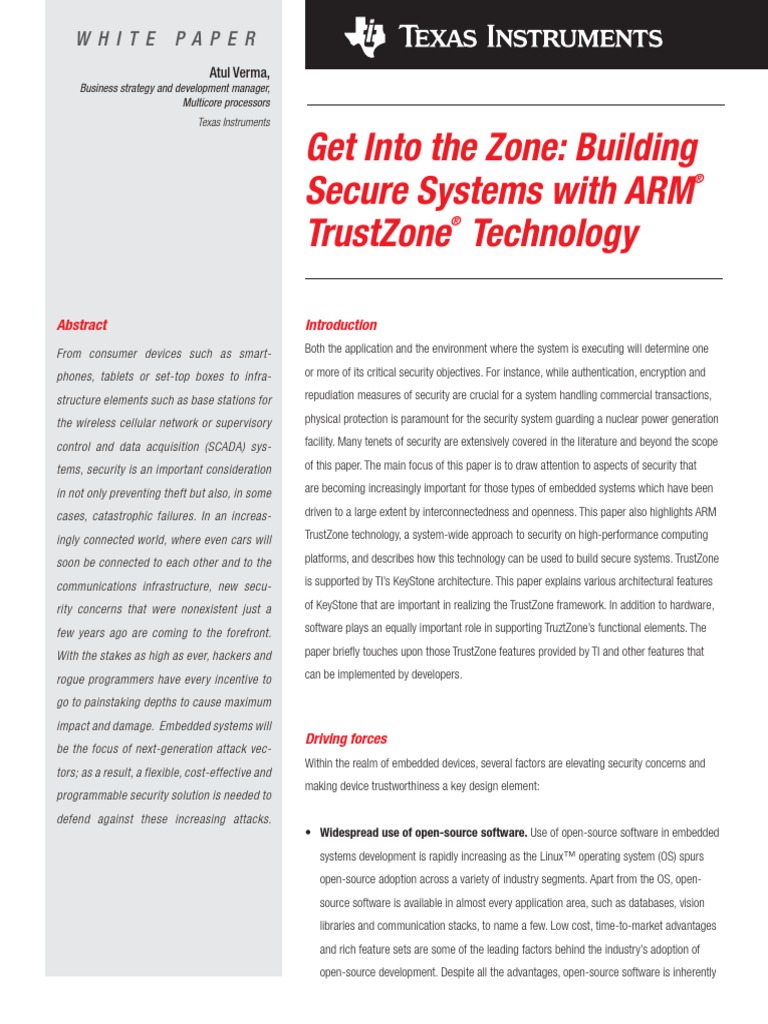 Arm Trust Zone White Paper | PDF | Booting | Arm Architecture