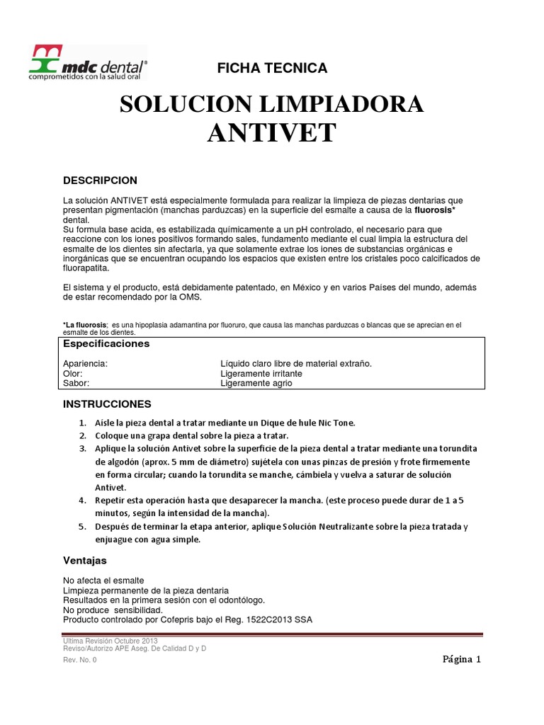 Uso y beneficios de Antivet dental | PDF | Diente humano | Esmalte de ...
