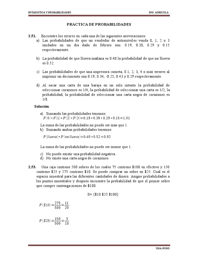 Ejercicios de Probabilidades | PDF | Probabilidad | Educación Secundaria
