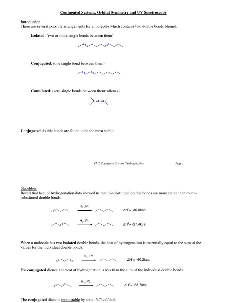Conjugated Systems & Stability | PDF | Photochemistry | Chemical Reactions
