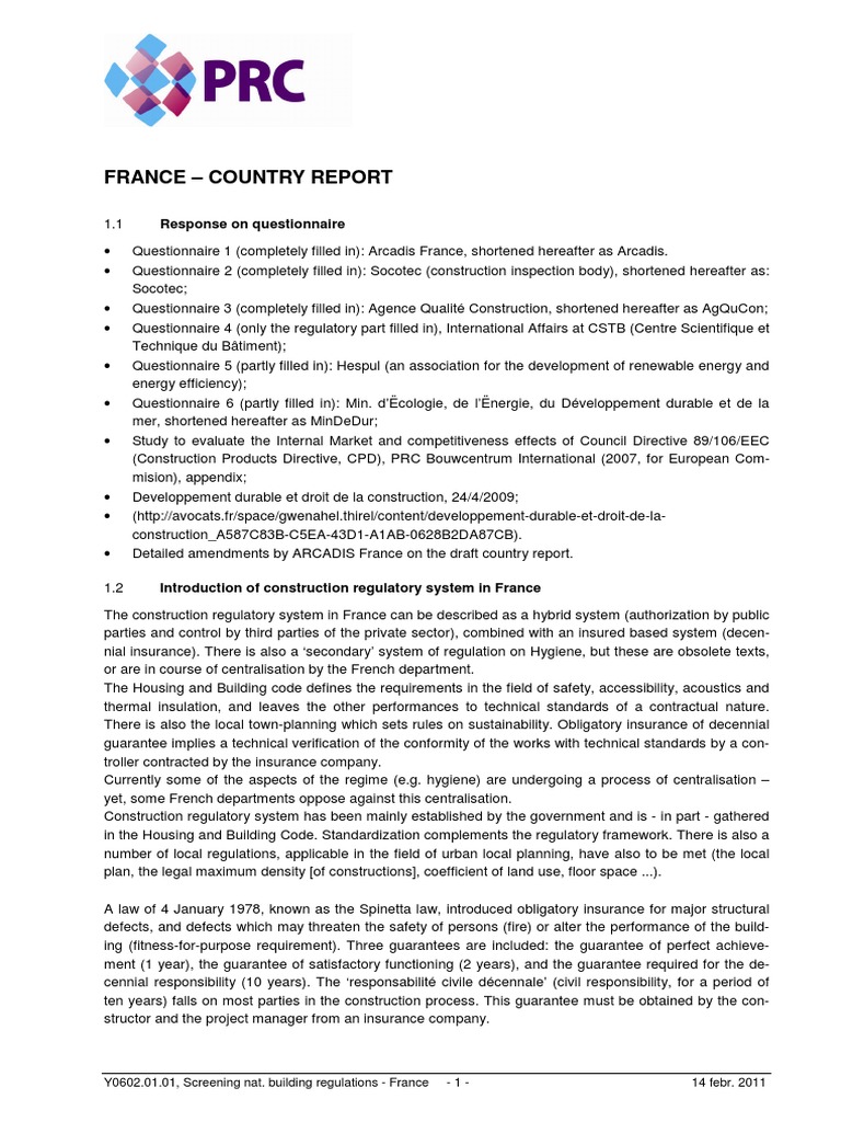 Report PRC Lead Market Construction France | Download Free PDF ...
