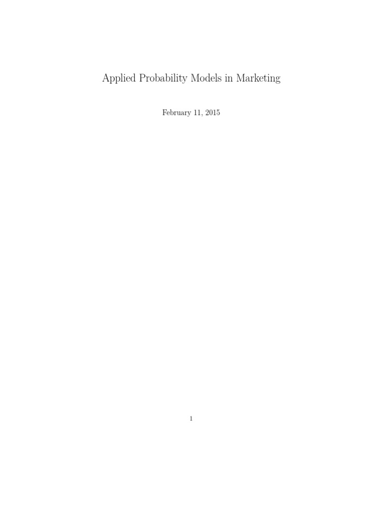 Applied Probability Models in Marketing: February 11, 2015 | PDF
