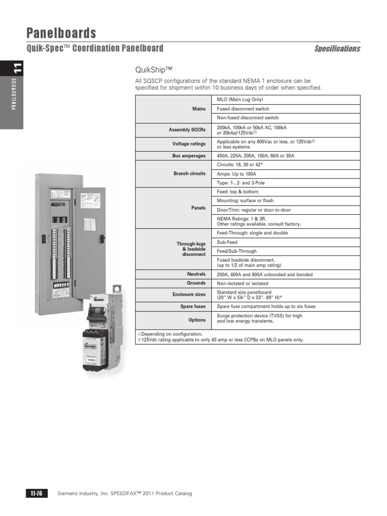 Panelboards Specifications - SIEMENS | PDF | Fuse (Electrical) | Mains ...