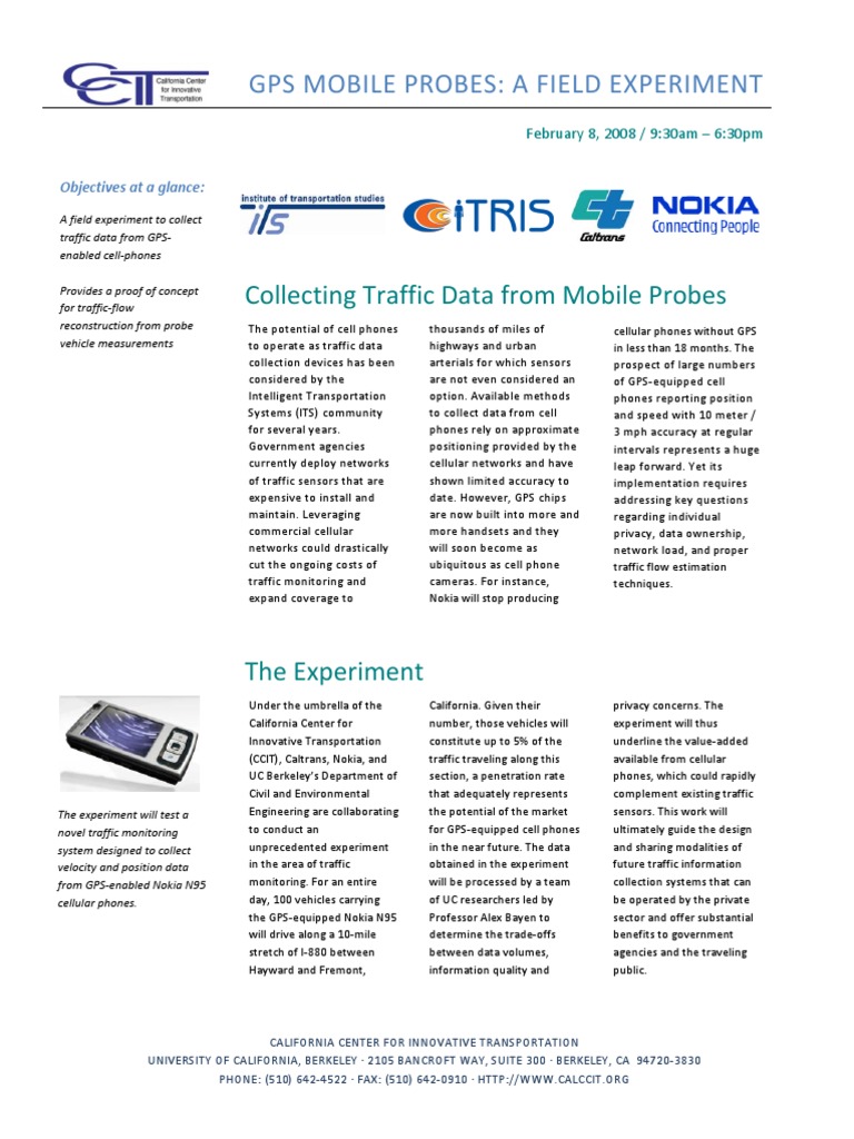 Gps Mobile Probes: A Field Experiment | PDF | Traffic | Global ...